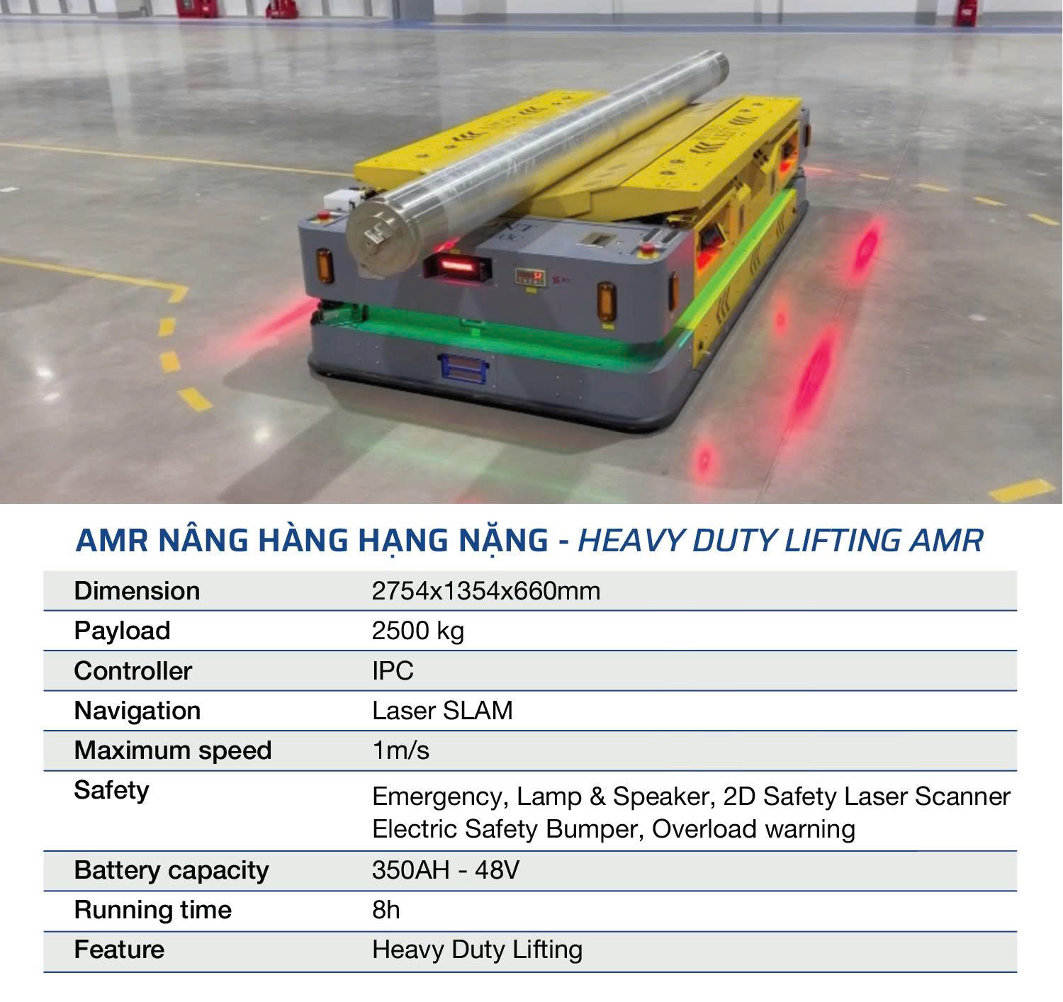 Heavy Duty Lifting AMR - Robot tự hành tải trọng lớn cho công nghiệp nặng